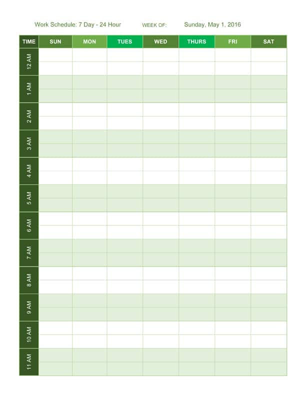 Free Work Schedule Templates For Word And Excel